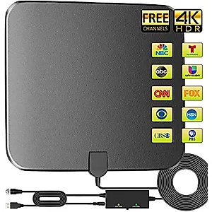 Amplified HD Digital Indoor TV Antenna Long 420+ Miles Range,Support 360°Reception 4K 1080p for Smart/Old Television,Amplifier Signal Booster for Local Channels-18ft Coaxial Cable