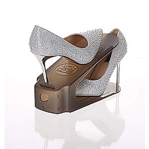 YBM HOME Double Shoe Storage Slots Organizer for Closet, Shoe Holder Space Saving Design, 6-Pack, 2165-6 Frosty Black