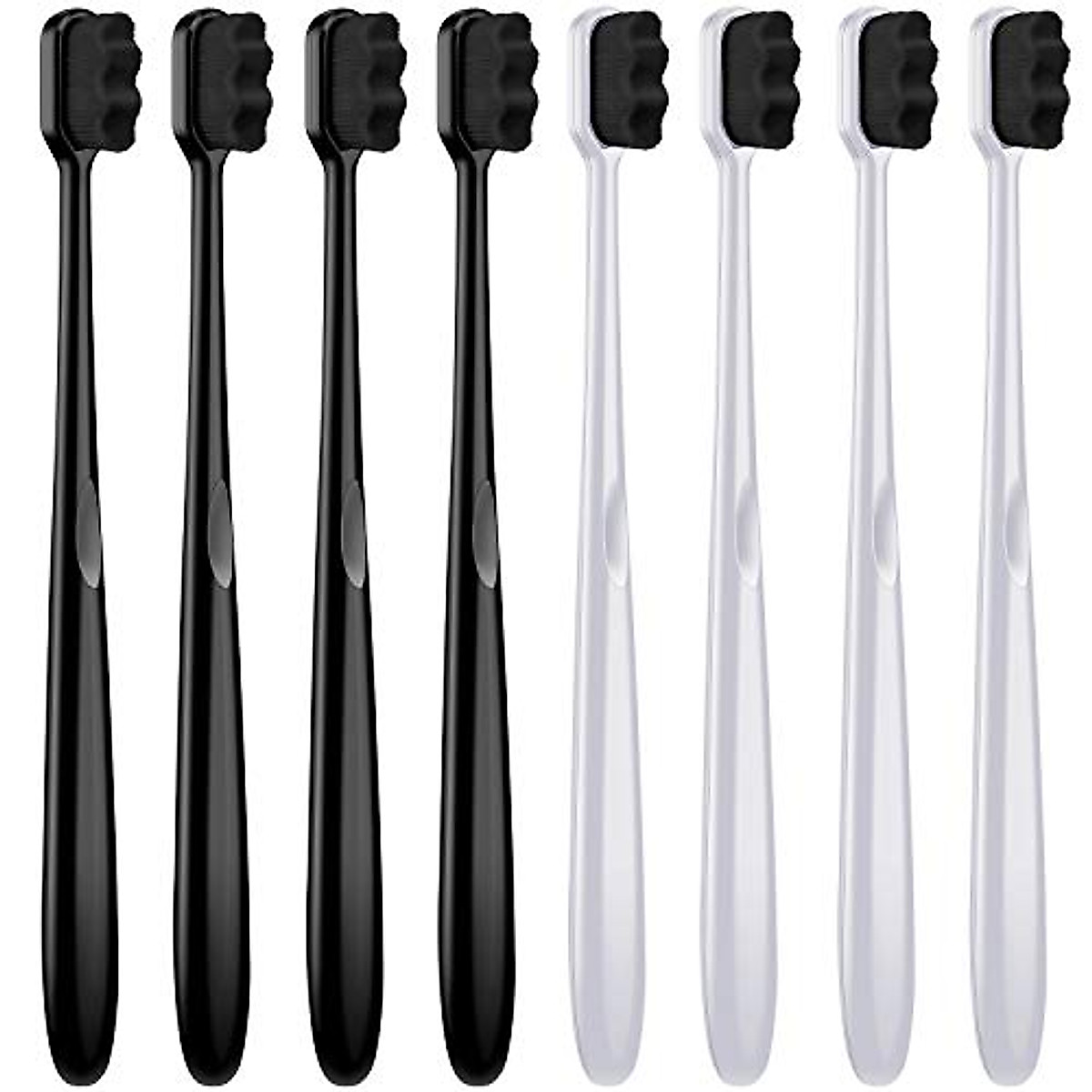 Patelai 8 Pieces Soft Toothbrush Micro Nano Extra Soft Bristles Manual Soft Toothbrush with 20,000 Bristles for Teeth Oral Gum Recession Adults Kids Child (Black, White Handle with Black Bristle)