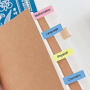 Phomemo D30 Label Maker Machine with 4 Tapes - Black on Pink, Blue, Yellow, White Tape, Mini Bluetooth Label Printer, Portable Smart Phone Handheld Sticker Mini Labeler Inkless Rechargeable, BPA-Free