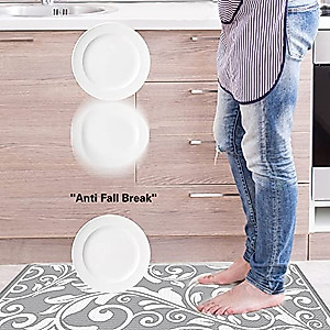 Large Kitchen Mats Anti Fatigue, 2 - Pack MojiDecor Thicken Kitchen Rugs Standing Pads Durable Stain Resistant Non-Slip Memory PVC Floor Mats (17.8 x 47.2Inch)& (17.8 x 30Inch) for Home Garage Office