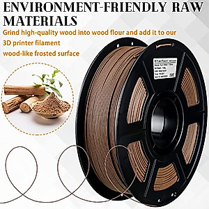 2 Pieces PLA 3D Printer Filament Wood Filament 1.75mm Sandalwood PLA Filament 3D Printing Filament Dark Wood Filament Bundle with 30% Real Wood Fiber, 2kg/ 4.4lbs