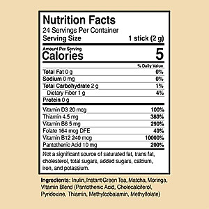 VitaCup Green Tea Instant Packets, Enhance Energy & Detox with Matcha, Moringa, B Vitamins, D3, Fiber, Keto, Paleo, Vegan in Tea Powder Single Serving Sticks, 48 Ct