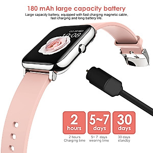 EBAKIN Smart Watch Fitness Tracker 1.4 inch Full-Touch Screen IP67 Waterproof Blood Pressure Heart Rate Blood Oxygen Multi-Sport Fashion Smartwatch(Pink)