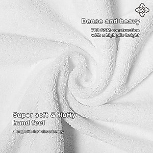 BIOWEAVES 100% Organic Cotton 700 GSM Plush 6-Piece Towel Set GOTS Certified, 2 Bath Towels, 2 Hand Towels & 2 Washcloths - White