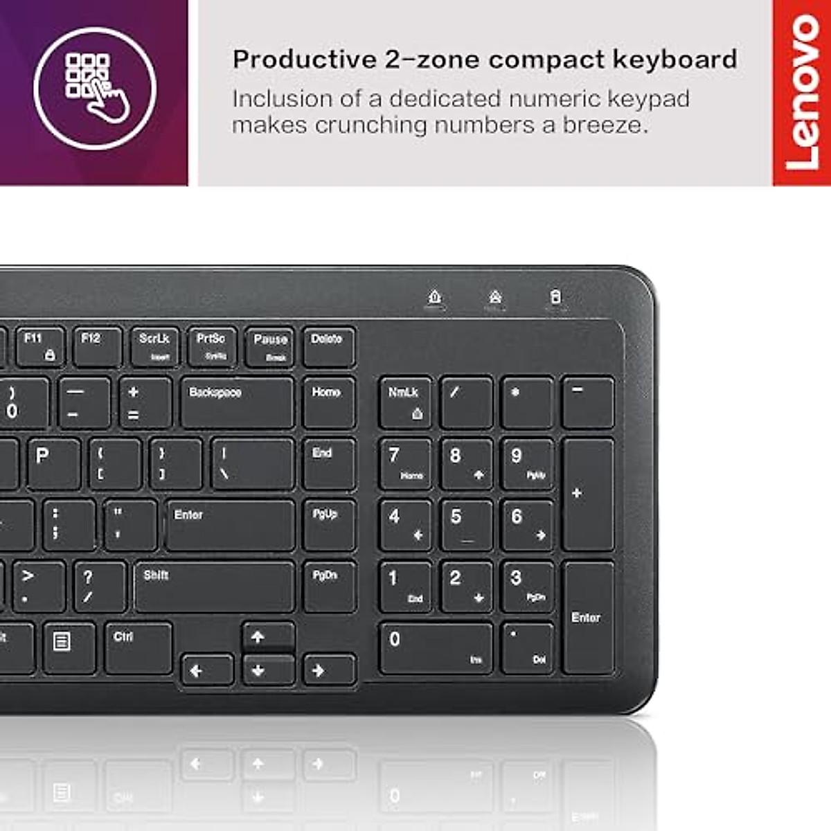 Lenovo 300 Wireless Keyboard, Black