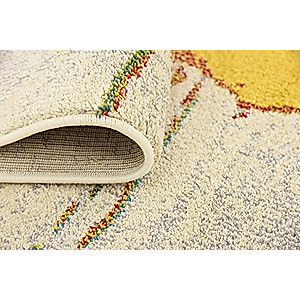 Unique Loom Estrella Collection Bright Colors, Geometric, Abstract, Modern Area Rug, 5 ft x 8 ft, Beige/Yellow