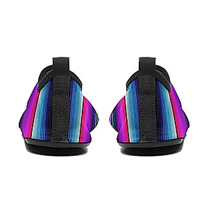 Mens Womens Quick Dry Barefoot Beach Pool Swim Diving Surf Aqua Sports Walking Yoga Water Shoes (Purple Mexican Blanket Stripes)