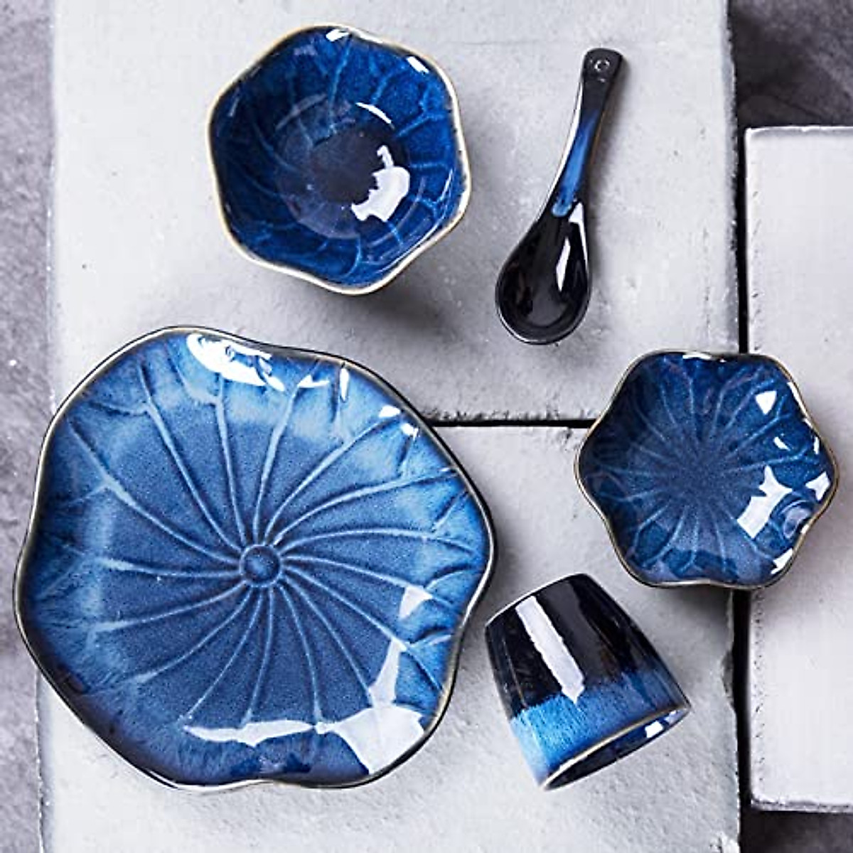 AB-Grade Porcelain Plate and Bowl Set,Porcelain 40 Piece Dinnerware Set, Service for 8, Ceramic Bowls and Plates Set Dinner Set, Reactive Glaze Dinnerware Sets, Kitchen Dishes Set, Oven/Microwave