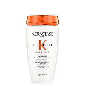 KÉRASTASE Nutritive, Gentle Hydrating Shampoo for Dry Hair, Nourishing Protein Formula with Niacinamide, Moisturises, Softness and Restores Thickness and Shine, Bain Satin, 250 ml