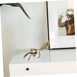 Yardenfun Praying Mantis Miniature Crab Figurine Mantis Statue Mini Fairy Garden Animal Mini Mantis Model Delicate Mantis Craft Animal Decor Creative Mantis Decoration Desktop Decor Copper