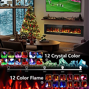 72" Ultra Thin Electric Fireplace, Wall Mounted & Freestanding, LED Fireplace Insert, Wall Fireplace for Living Room/Bedroom w/Touch Screen, Remote Control, 750W/1500W, Quiet, 8H Timer