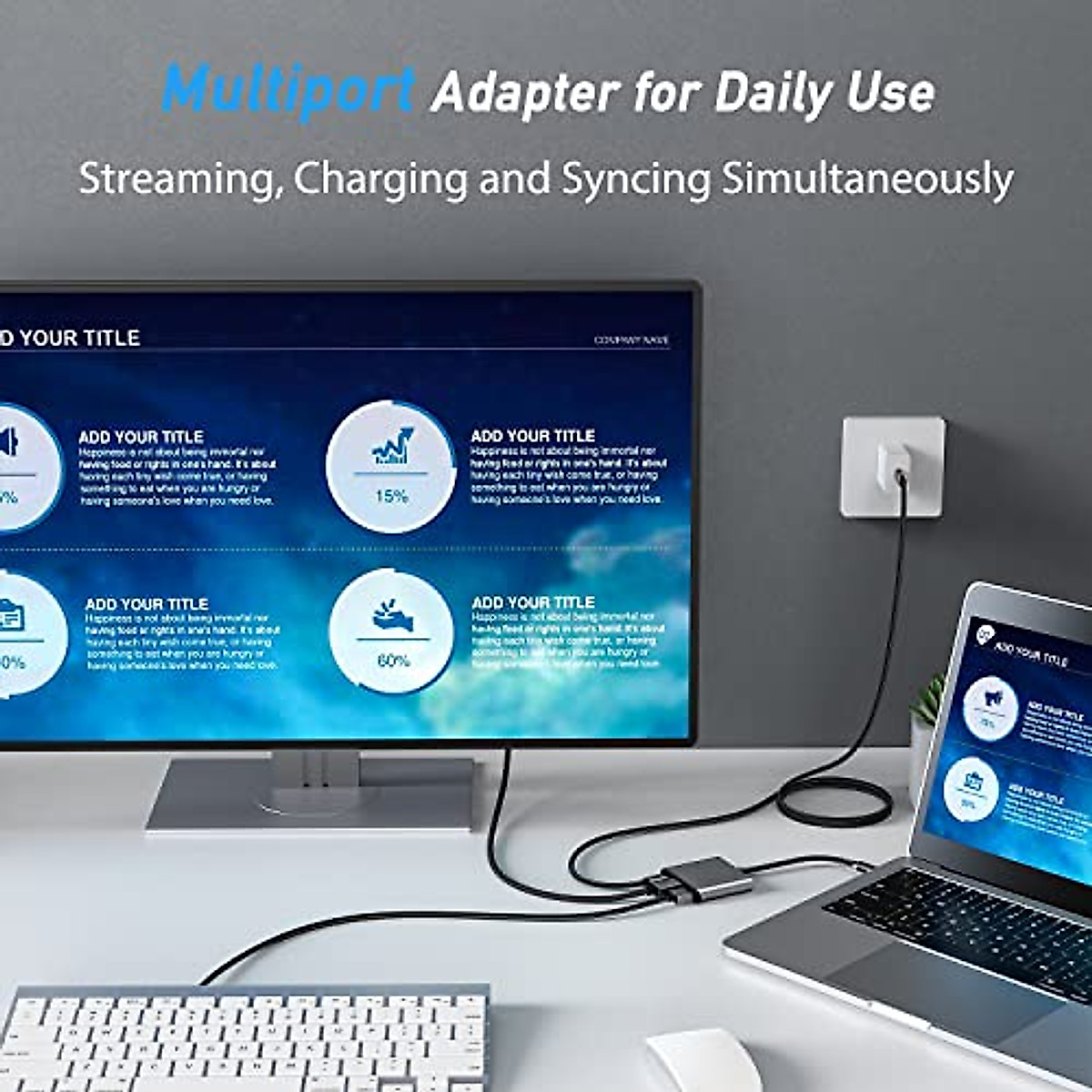 uni USB C to HDMI Multiport Adapter, USB-C / Thunderbolt 3 to [4K HDMI, PD 100W Charging, USB 3.0] Digital AV Adapter 3-in-1 Hub Compatible with MacBook Pro 2021/Air 2020, XPS 15, Galaxy S21