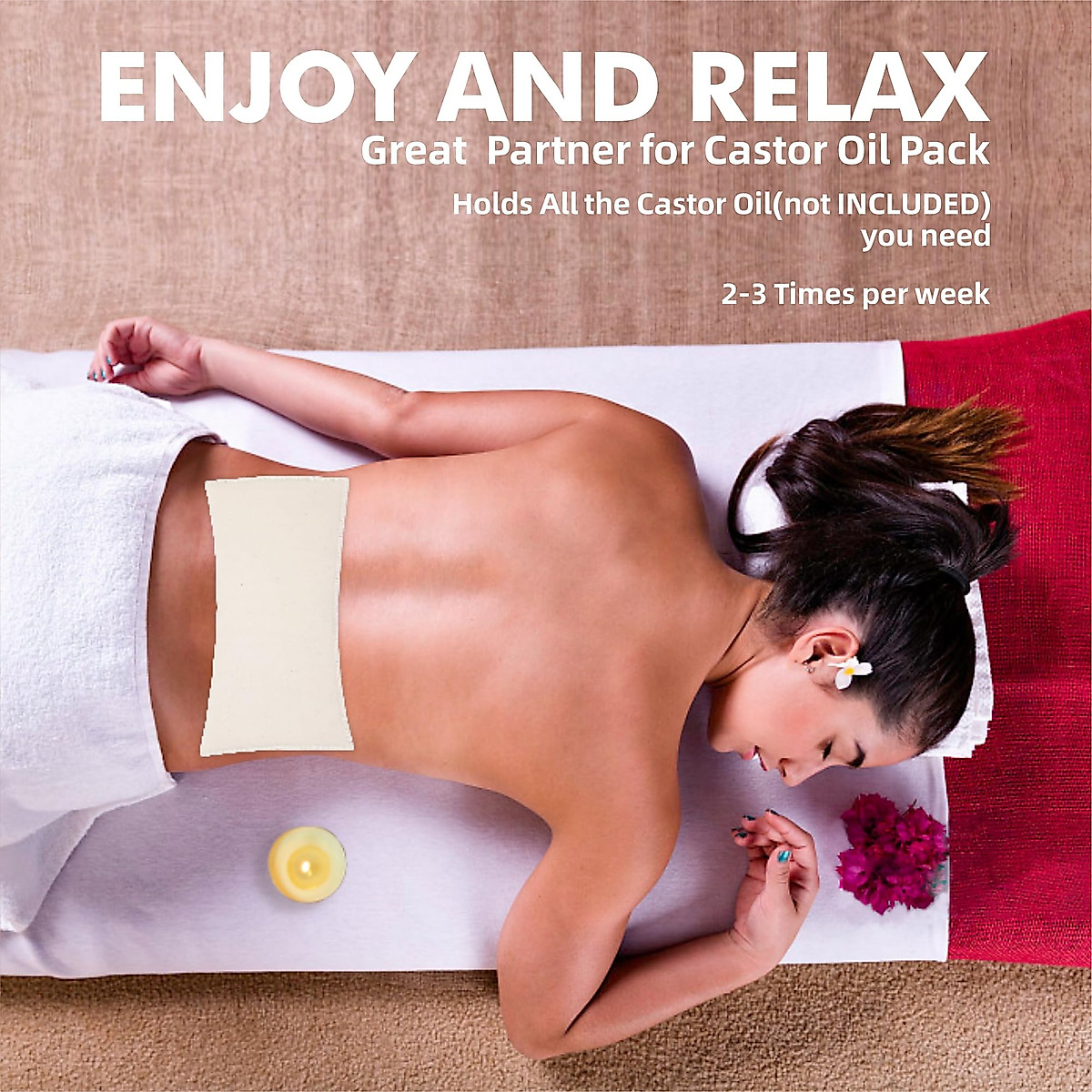 Organic Cotton Flannel Unbleached Wool for Castor Oil Pack - 2Pcs Set | Mess-Free & Reusable | Soothing Heat Compress for Liver, Abdomen & Joints | Highly Absorbent for a Nightgown-Like Comfort