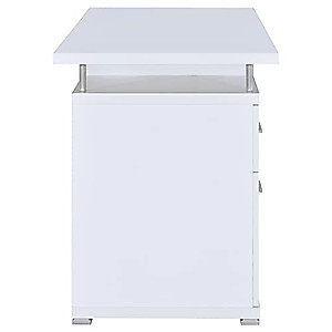 Coaster Furniture Tracy Modern Contemporary 2 Drawer Home Office Computer Desk with Keyboard Tray Storage File Cabinet White 800108