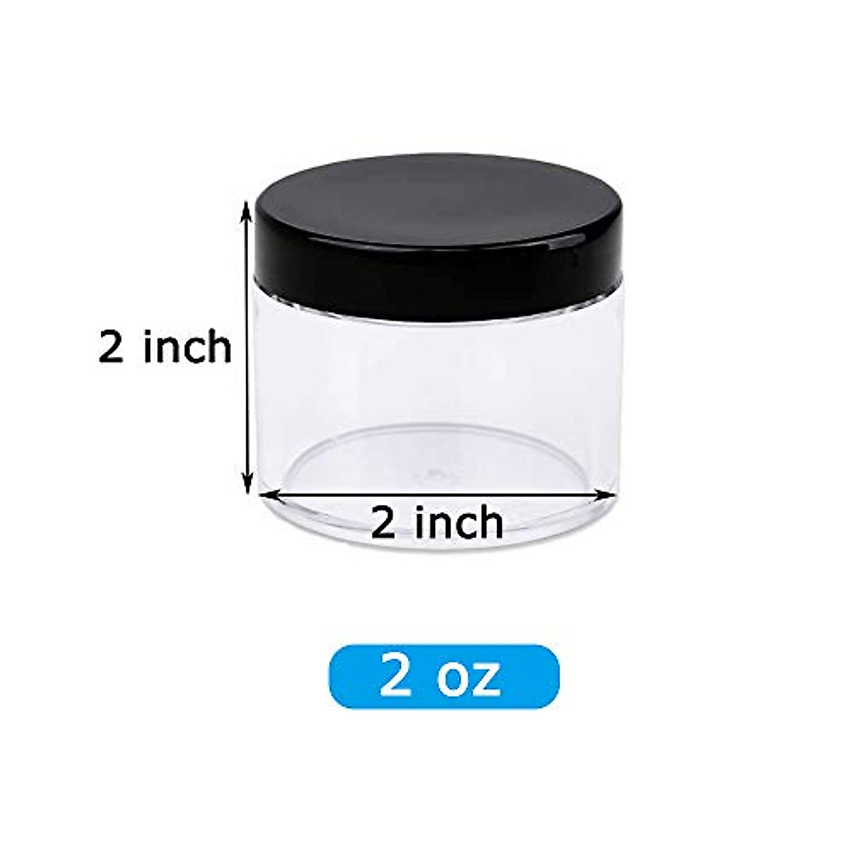 20 Pcs 2 Oz Clear Plastic Round Slime Containers,Plastic Storage Jars with Lids,Refillable Container for Slime,Cream,Cosmetic,Paint and Jewelry