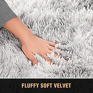 LFHHT Fluffy Area Rugs 8x10 Feet for Living Room Bedroom, Large Modern Indoor Soft Fuzzy Shaggy Carpet Shag Rugs Kids Girls Boys Classroom Nursery Dorm Room, Tie-Dyed Light Grey