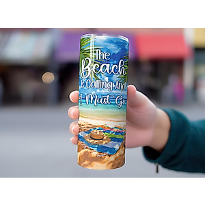 Casitika Beach Tumbler For Summer Trip. 20 Oz Beach Gifts For Women. Ocean Themed Favors. The Beach Is Calling And I Must Go.
