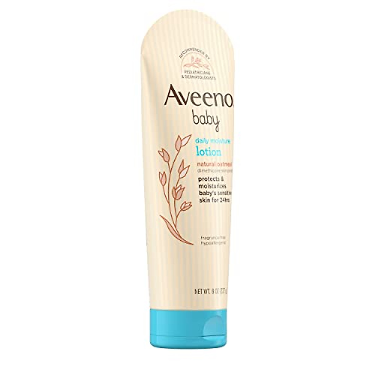 Aveeno Baby Daily Moisture Lotion for Delicate Skin with Natural Colloidal Oatmeal & Dimethicone, Hypoallergenic Moisturizing Baby Lotion, Fragrance-, Phthalate- & Paraben-Free, 8 fl. oz