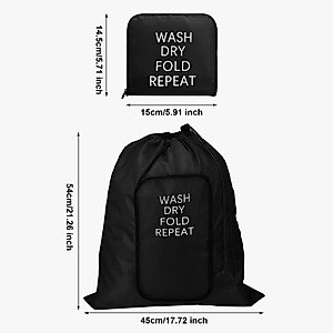 2 Pcs Travel Laundry Bag Washable Dirty Clothes Bag with Drawstring and Zipper for Suitcase, 22 x 18 Inch (Pink, Black,Classic)