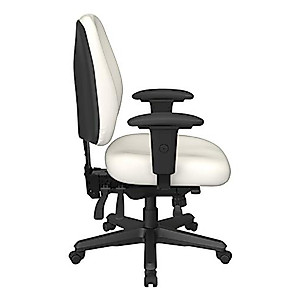 Office Star Ergonomic Mid Back Office Desk Chair with Adjustable Height, Tilt, and Padded Arm Rests, Dillon Snow Fabric