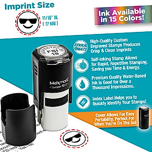 MaxMark Round Self Inking Emoji Stamp - Happy - Green Ink