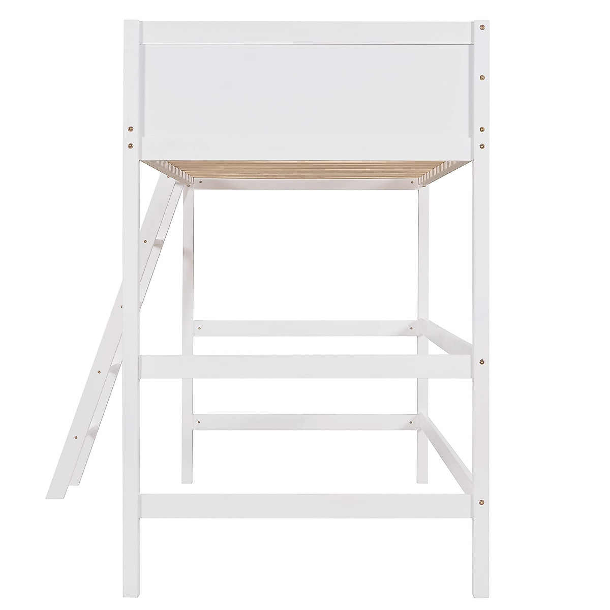 Harper & Bright Designs Twin Size Loft Bed with Inclined Ladder, Solid Wood Loft Bed Twin Frame with Full Length Guardrails for Kids Adults Boys Girls Teens, No Box Spring Needed (White)