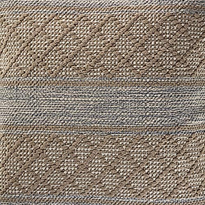 LR Home Criss Cross Throw Pillow Area Rug, 20" x 20", Beige/Gray