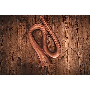 S-shaped Professional Didgeridoo for Meditation, Sound Healing Therapy, Yoga and Circular Breathing — NOT MADE IN CHINA — Mahogany Wood, 2-YEAR WARRANTY