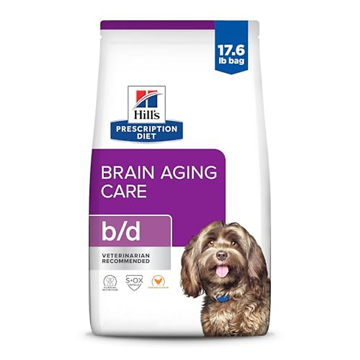 Hill's Prescription Diet b/d Brain Aging Care Chicken Flavor Dry Dog Food, Veterinary Diet, 17.6 lb. Bag