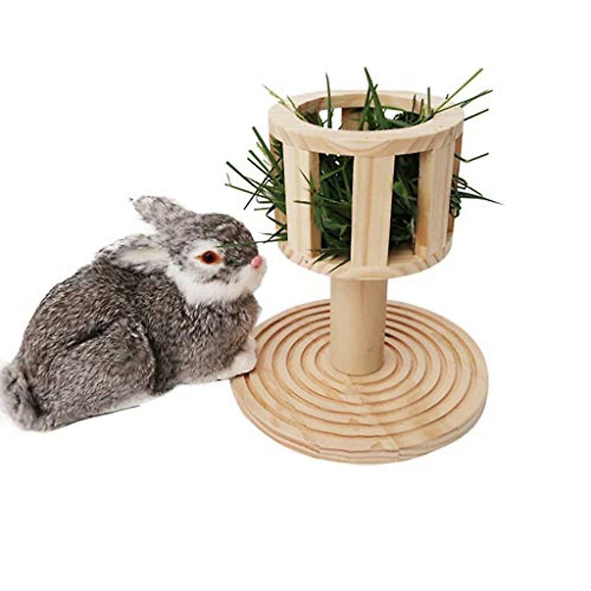 Rabbit Hay Manger Rack Multifunctional Wooden Food Feeder with Grinding Claw for Bunny Rabbits Chinchilla Guinea Pigs Small Animals (Hay Manger-B)