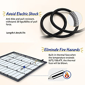 Pecute Outdoor Pet Heating Pad, Waterproof ABS Hard Shell, Constant Temperature Heating, High Temperature Protection, Anti-Electric Shock, Heated Pet Mat with Chew Resistant Cord and Washable Cover