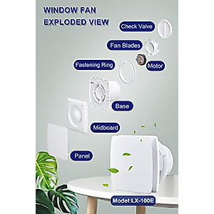 LouanXpert 4 Inch Exhaust Fan, 76CFM Bathroom Wall Exhaust Fan, Kitchen Exhaust Fan with Anti-backflow Check Valve, 3.3Ft US Cord for Kitchen, Greenhouse, Garage