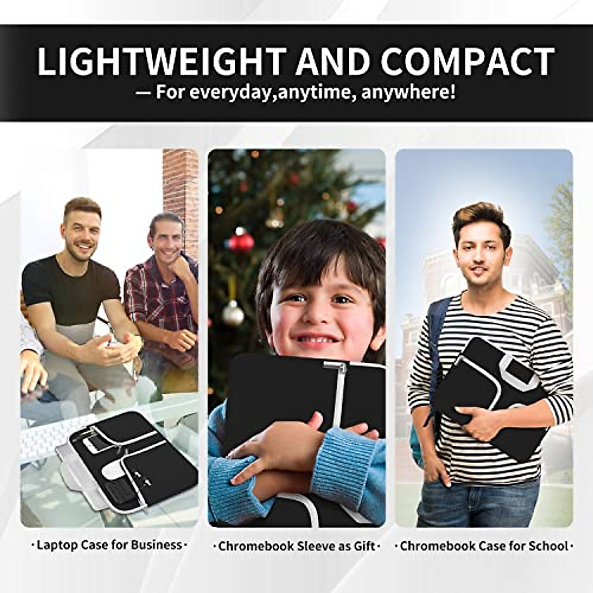 HESTECH Chromebook Case 11.6" Laptop Sleeve Neoprene Computer Bag Protective Case for Samsung Chromebook 4 Flex 3 11" Acer Spin 311 Lenovo Dell,Black