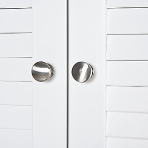 HOMCOM Tall Narrow Bathroom Storage Cabinet with Doors and Shelf Adjustability, Freestanding Bathroom Linen Cabinet with 2 Cabinets and Countertop, Bathroom Floor Cabinet, White