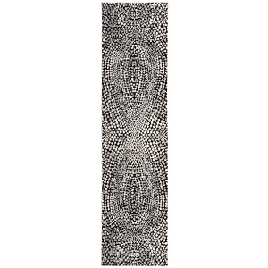 SAFAVIEH Lurex Collection Runner Rug - 2' x 12', Black & Light Grey, Modern Abstract Design, Non-Shedding & Easy Care, Ideal for High Traffic Areas in Living Room, Bedroom (LUR185Z)