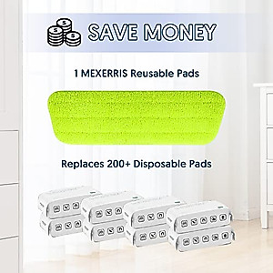 Spray Mop Pads Heads Replacement Compatible with Swiffer PowerMop - MEXERRIS Microfiber Wet Mops Refill Mop Cleaning Pads Floor Mop Pads Fit for All Spray Mops & Velcro Design Mops,7 Pcs/Set Green