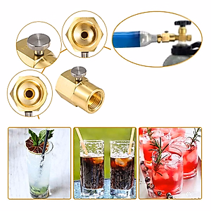 Farwind Home Use Soda Refill Bottle CO2 Cylinder Cartridges, Adapter Refills Connector Kit CGA320 to TR21-4, Thread Set Replacement Accessories for Soda Machine Tank, Gold