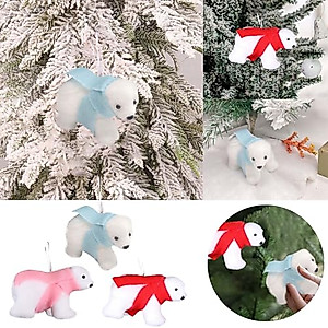 Christmas White Foam Scarf Bear Pendant Christmas Tree Decoration Pendant Scene Layout Mini Cute Plush White Bear Christmas Tree Pendant Home Decoration Christmas Tree Pendant ornaments-195
