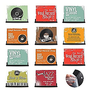 Jetec 12 Pieces Acrylic Vinyl Record Holder Wall Mount Record Shelf Storage Frame for Display Listening Records Collection and Decoration (Black)