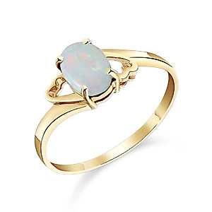 Galaxy Gold GG Size 7.0 14K Solid Yellow Gold Ring With Oval Shape Natural Opal GRADE AAA