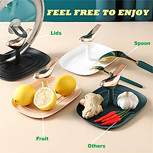 Spoon Rest for Kitchen Counter, Bird-shaped Utensil Rest for Stove Top, Pot Lid Holder Cooking Ladle Spatula and Grill Collapsible Utensil Organizer (White)