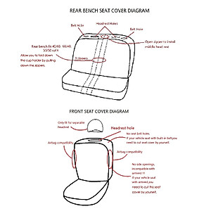 Flying Banner Car Seat Covers Front Seats Rear Bench Polyester car seat Protectors Easy installations Rear Bench Split Classic Man Lady Truck (Full Set - Low Back, Black Purple)…