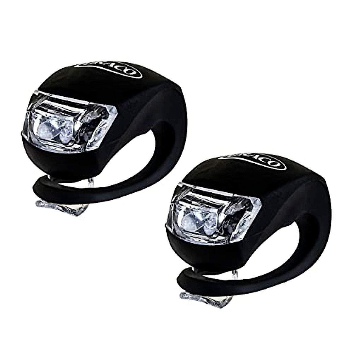 Graco Pack of 2 Stroller Lights for Night - 2 Pack Waterproof Silicone Strap Stroller Safety LED Lights, Night Walking Accessories, Battery Operated Visibility Light for Kids Scooter & Bikes, Black