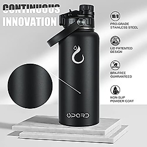 Opard Insulated Stainless Steel Water Bottle, 32oz Reusable Metal Water Bottles with Straw and Spout, One Lid Dual-Use
