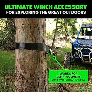 Rhino USA Tree Saver Tow Strap (8' x 3") - 31,518lb Break Strength - Heavy Duty Draw String Included - Triple Reinforced Loop Straps - Emergency Off Road Recovery Rope