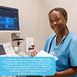 Lock Socket Outlet Lock - Anti Theft Outlet Lock to Secure Three Pronged Plugs, Innovative Way to Prevent Unplugging, Secure Locks for Cords, Includes Security Screw & Allen Wrench - Red