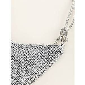 Verdusa Women's Glitter Rhinestone Hobo Handbag Evening Bag Purse Silver one-size