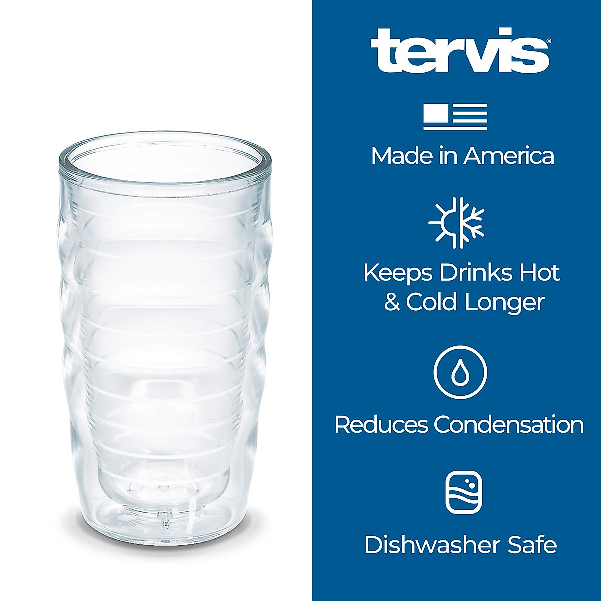 Tervis Front & Back Pig Made in USA Double Walled Insulated Tumbler Travel Cup Keeps Drinks Cold & Hot, 10oz Wavy, Clear