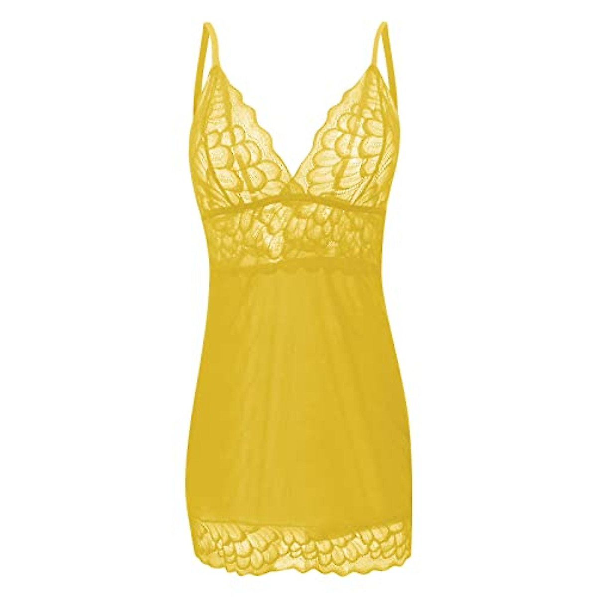 Babydoll Blouse Women's Knot Front Teddy Lingerie Floral Lace Bodysuit One Piece Babydoll Yellow